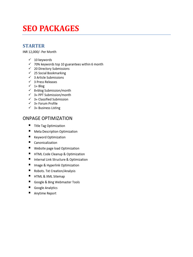 Seo Packages-1 | PDF