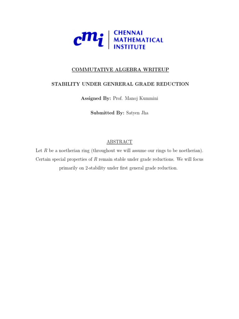 Commutative Algebra Writeup | PDF | Ring (Mathematics) | Mathematics