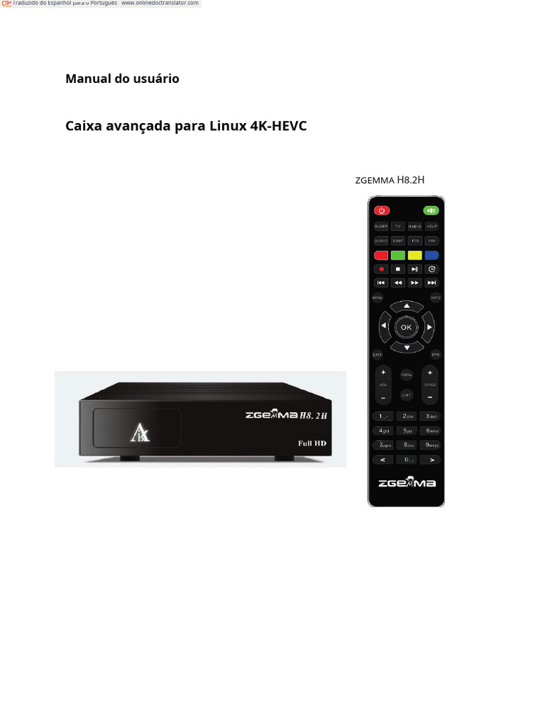 MANUAL ZGEMMA H8.2H - Compressed | PDF