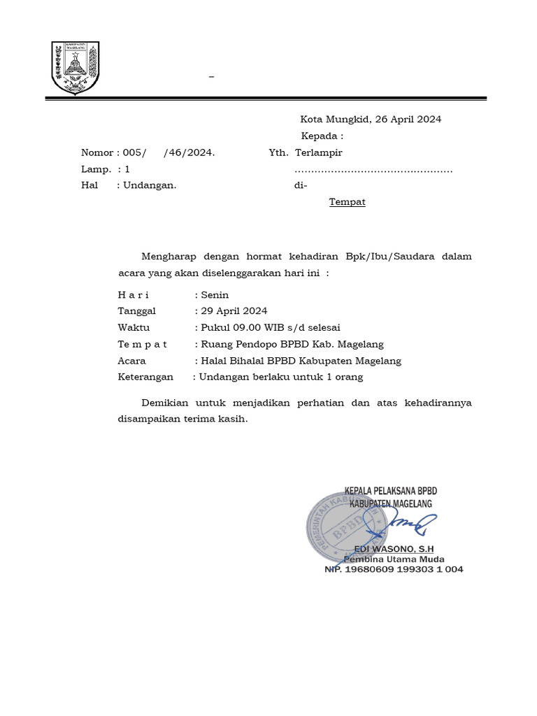 UNDANGAN Halal Bihalal Komunitas Relawan | PDF