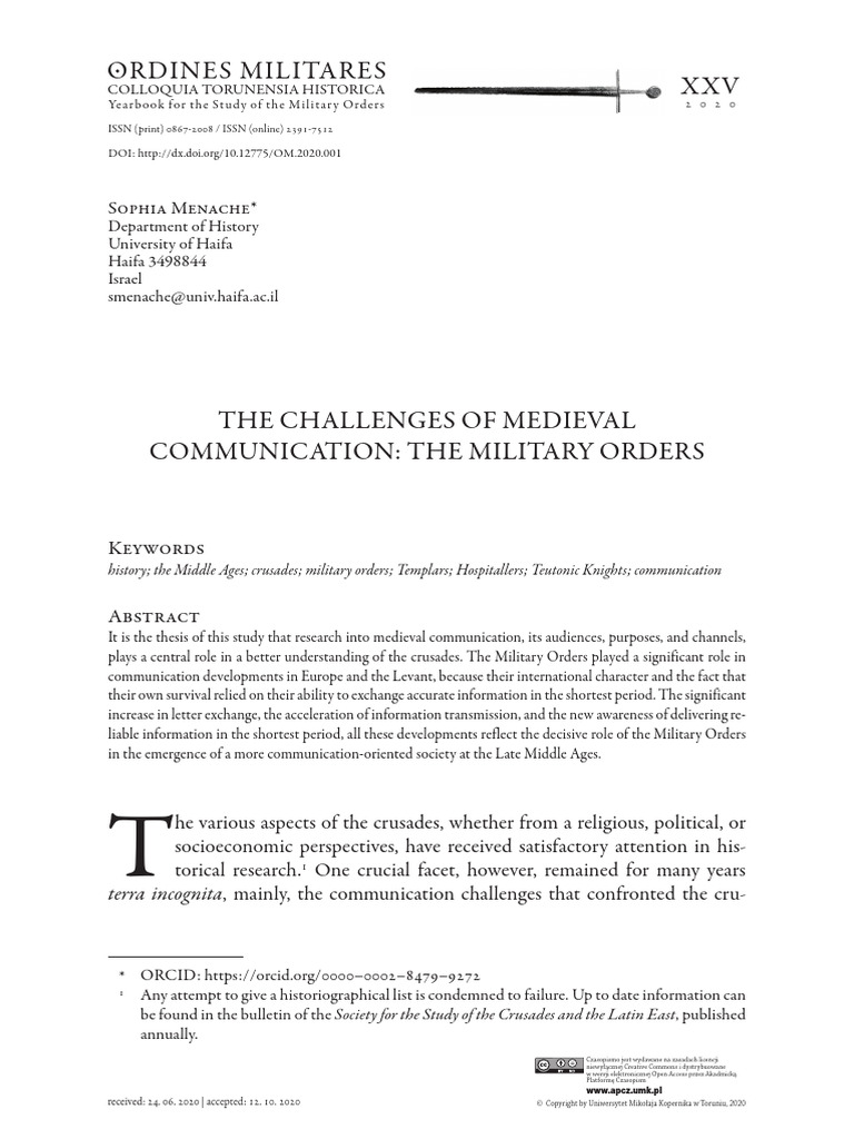 The Challenges of Medieval Communication | PDF | Crusades | Knights Templar