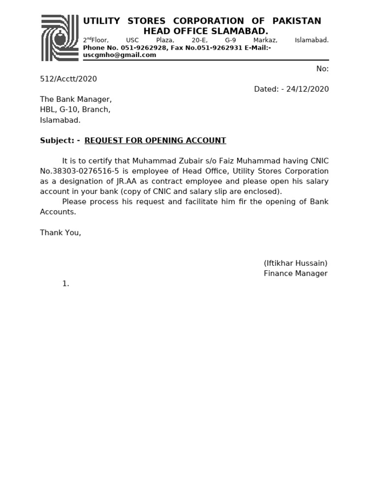 Opening of Bank Account | PDF