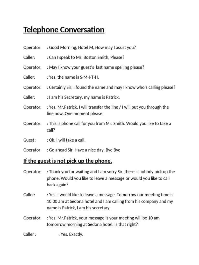 Telephone Conversation | PDF | Telephony | Telecommunications