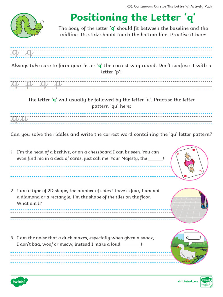 Positioning The Letter 'Q' Activity Sheet | PDF