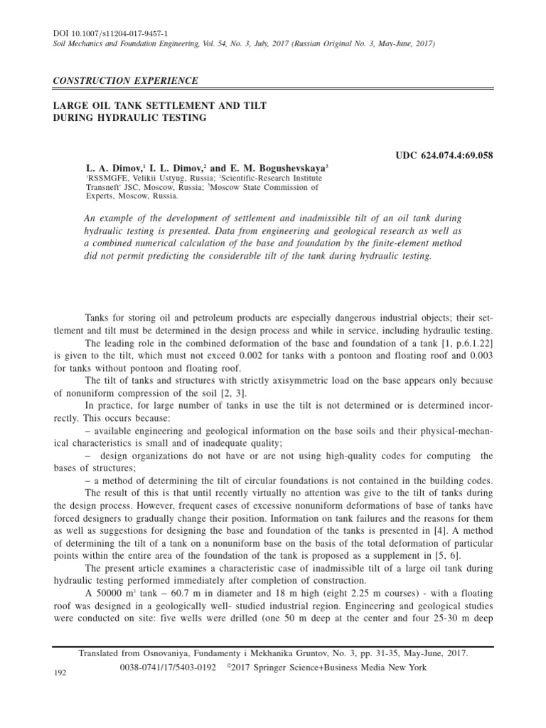 Oil Tank Tilt and Settlement Issues | PDF | Deep Foundation ...