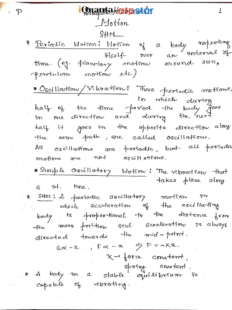 Oscillation Simple Harmonic Motion | PDF