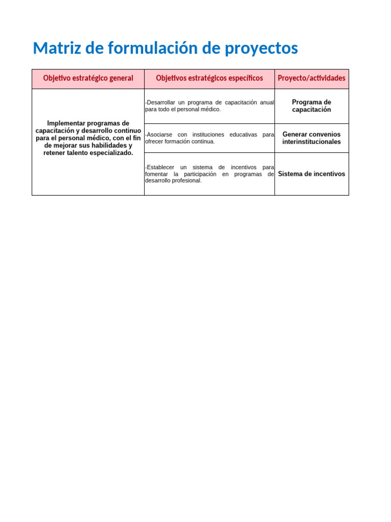Matriz Proyectos | PDF