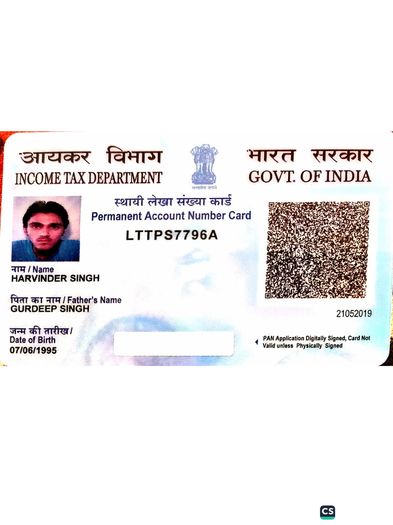 Harvinder Pan Card | PDF