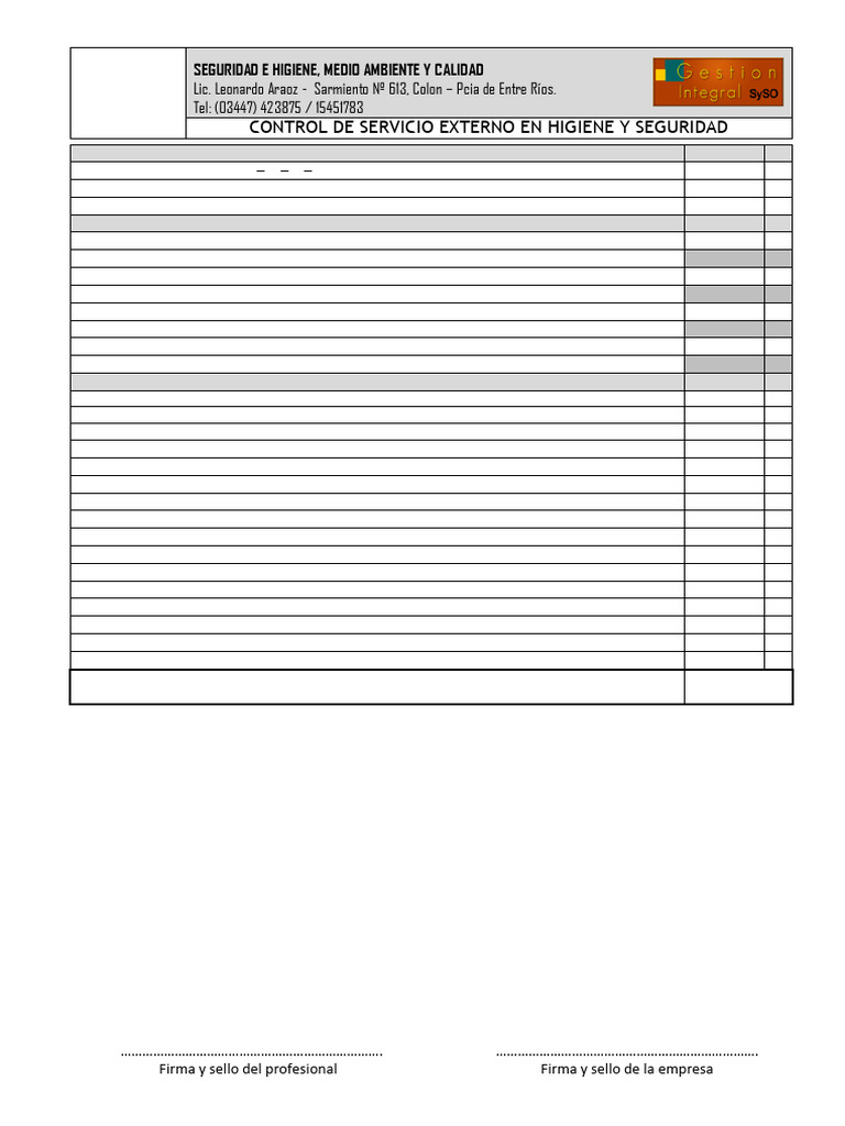 Chequeo Servicio HyS | PDF | La seguridad