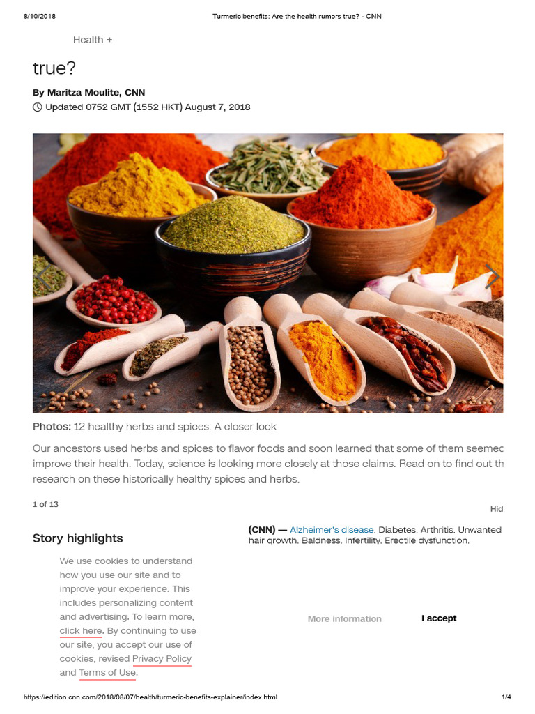 Turmeric benefits_ Are the health rumors true_ - CNN | PDF | Turmeric | Clinical Medicine