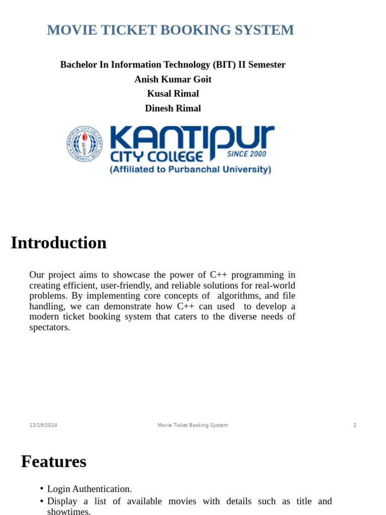 Movie Ticket Booking System | PDF | Usability | C++