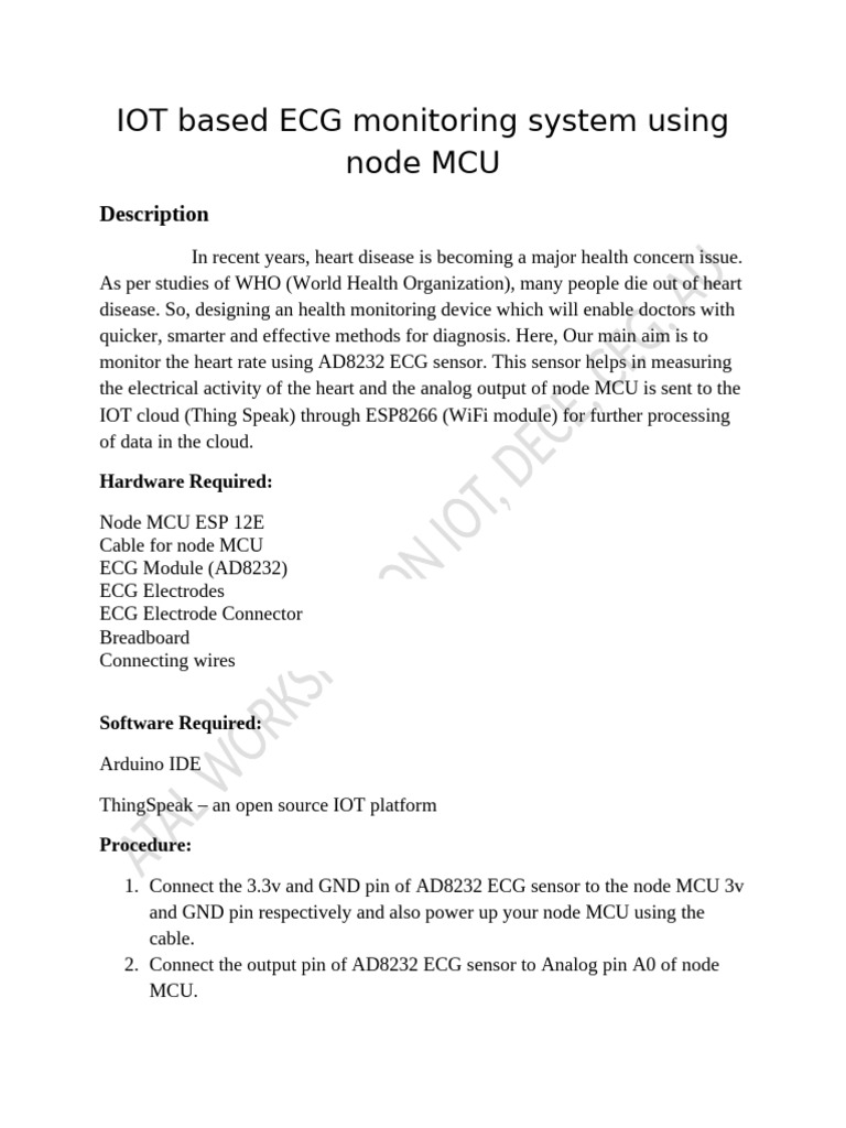 IOT based ECG monitoring system using node MCU | PDF | Electrocardiography | Internet Of Things