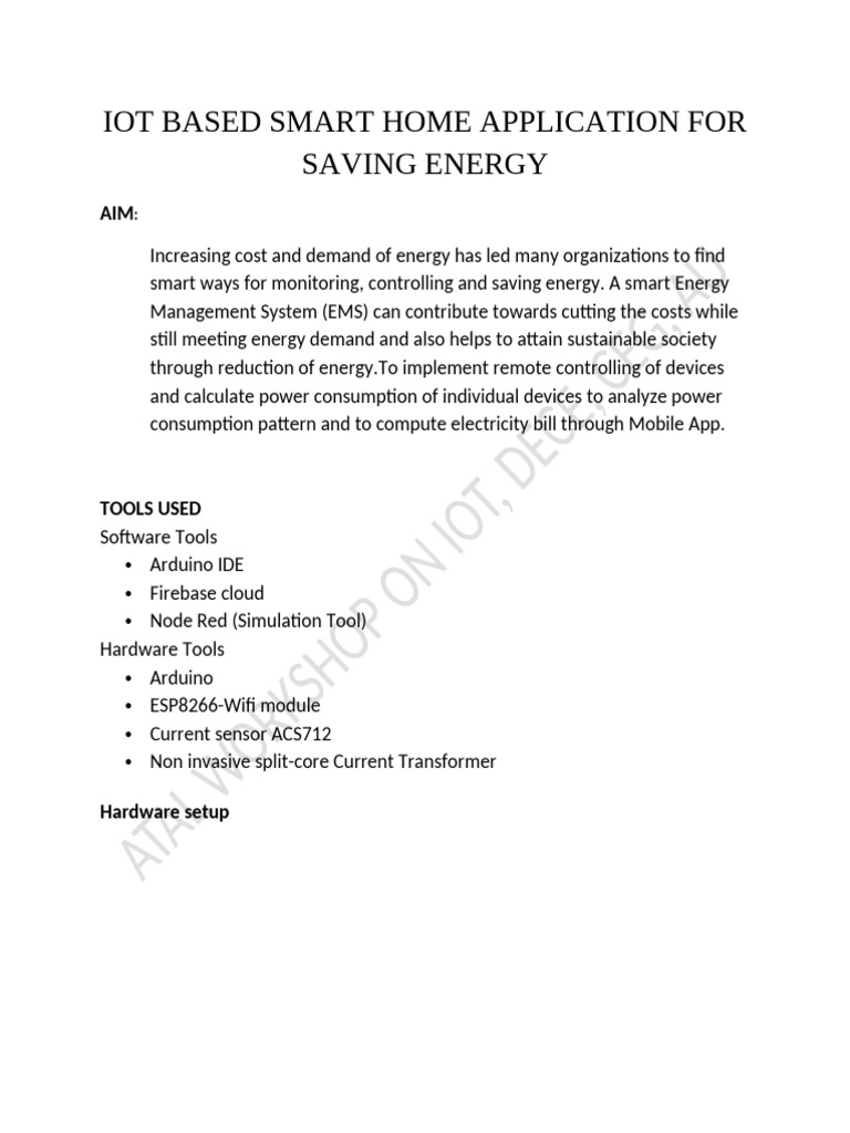Iot Based Smart Home Application For Saving Energy | PDF