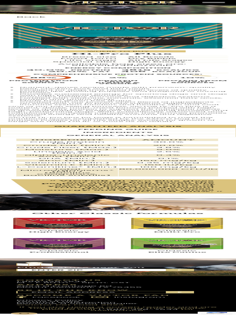 Victor Hi-Pro Plus Dog Food Overview | PDF | Foods | Nutrition