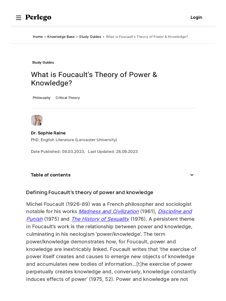Foucault's Theory of Power & Knowledge | PDF | Michel Foucault | Power ...