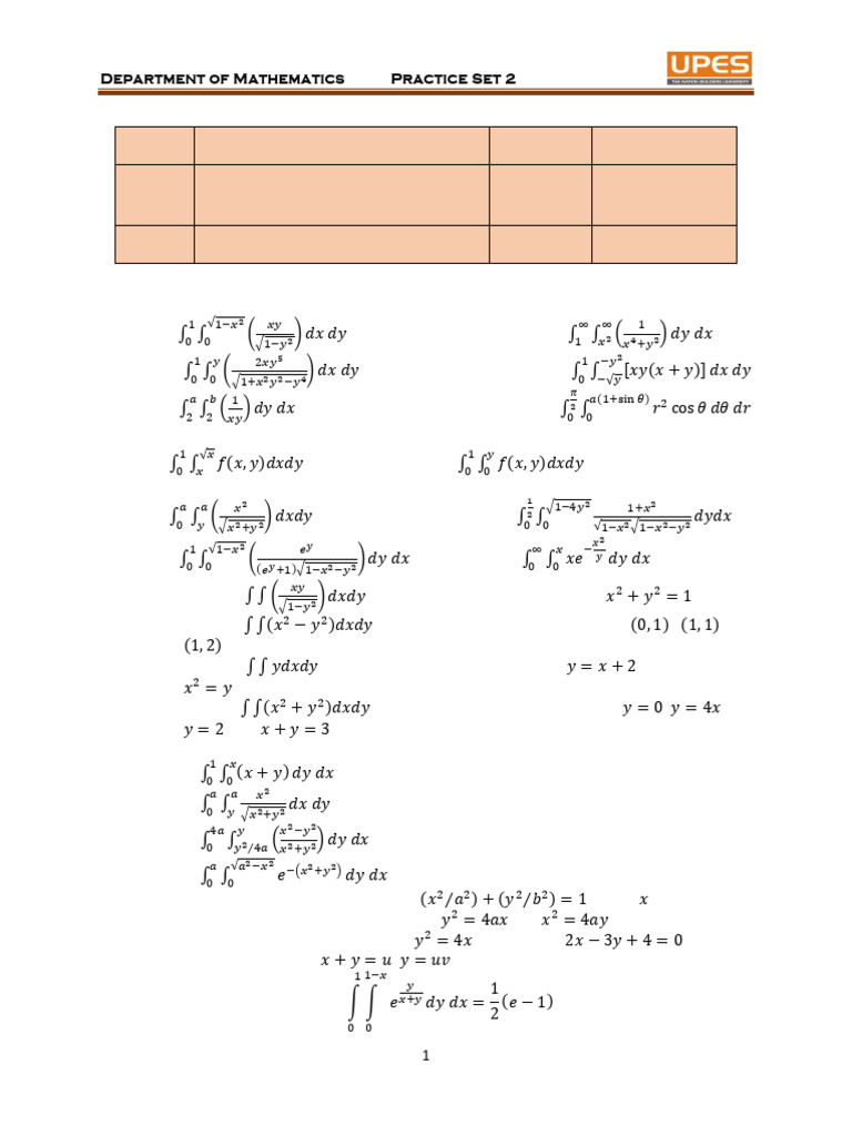Practice Set 2 ch2 | PDF | Area | Integral
