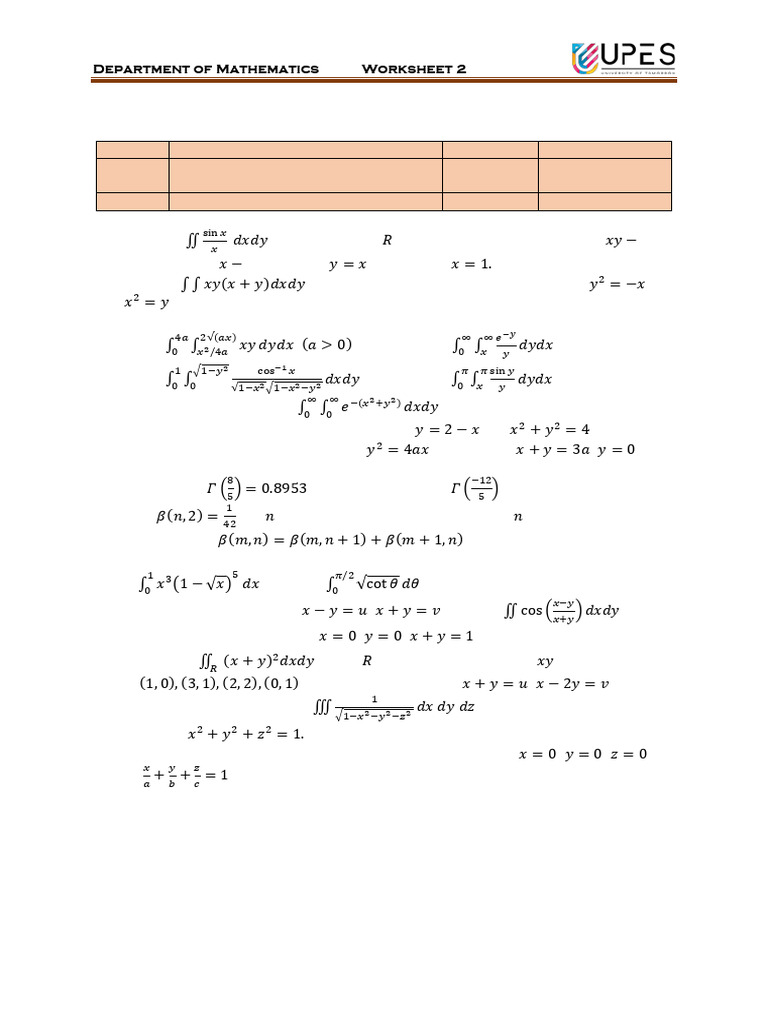 Worksheet 2 MATH1059 | PDF | Area | Integral