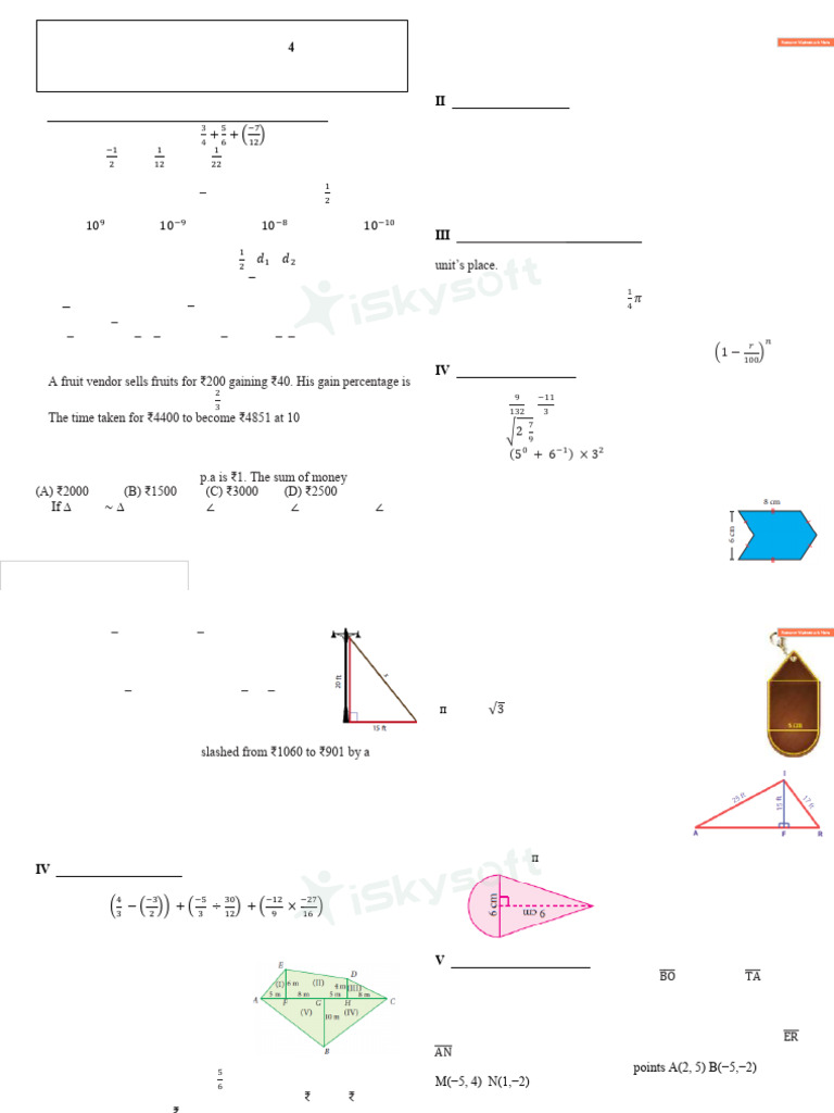 8th Maths Half Yearly Exam Second Model Exam Question Paper 2022 2023 ...