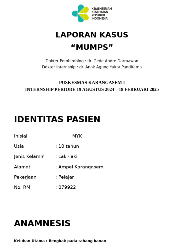 Laporan Kasus Mumps | PDF