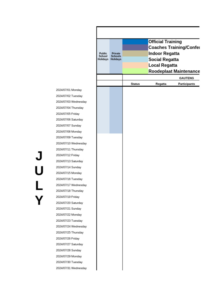 24 - 25 RowSA Calendar - Final | PDF | Sports | Rowing