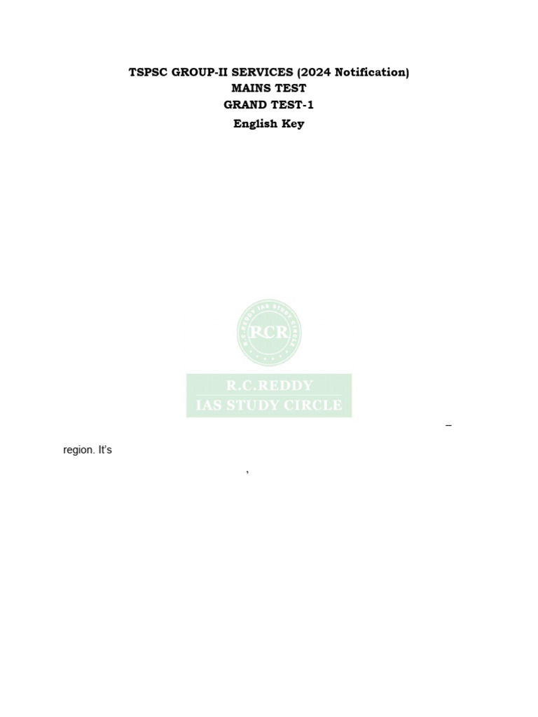 TSPSC Group-II Grand Test-1 - T & E - Key | PDF | Lidar | Climate ...
