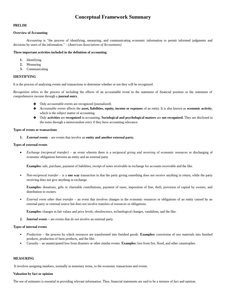Conceptual Framework Summary | PDF | Historical Cost | Equity (Finance)
