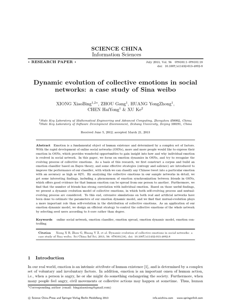Dynamic Evolution of Collective Emotions in Social Networks A Case ...