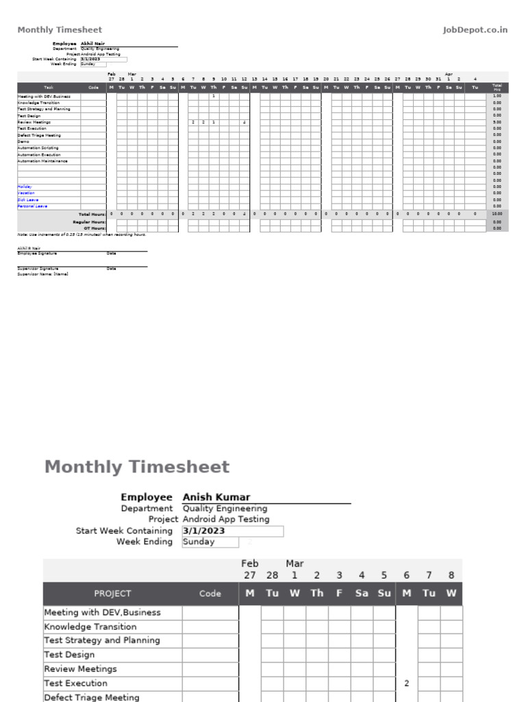 Advayan - Timesheet - Jan 2024 | PDF | Business | Computing