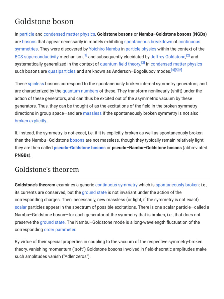 Goldstone Boson - Wikipedia | PDF | Quantum Field Theory | Scientific ...