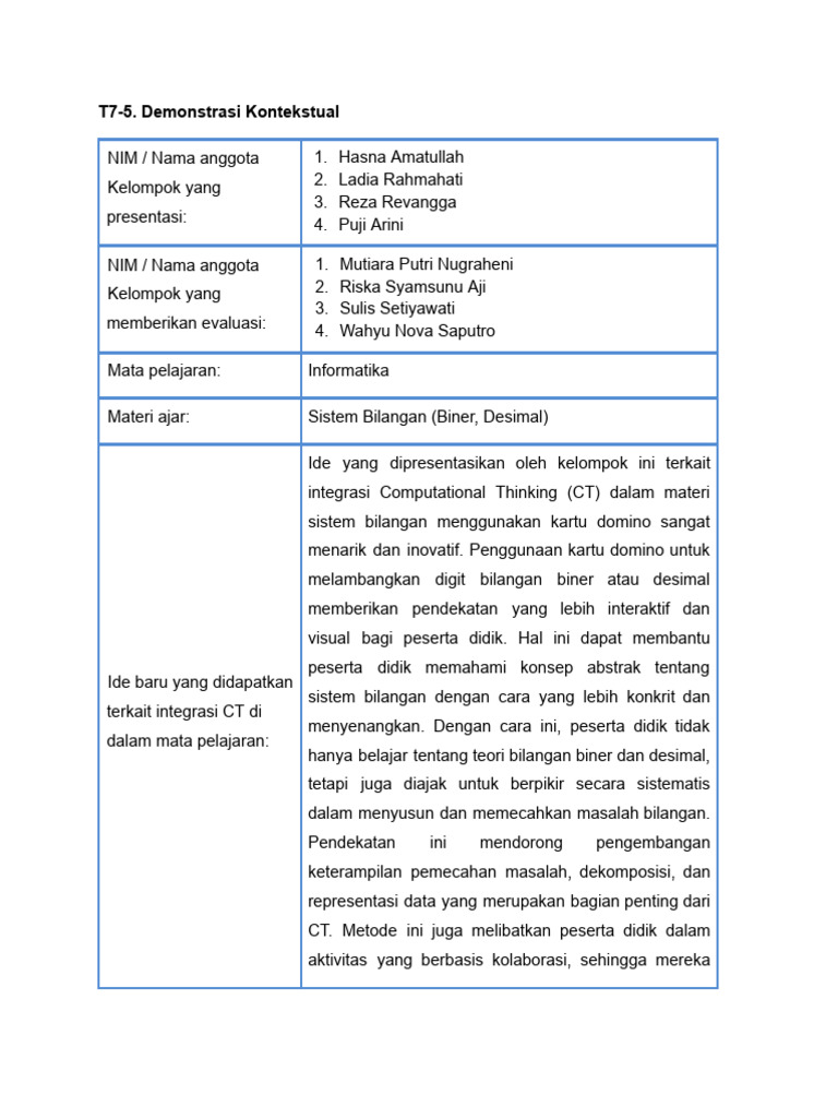 T7-5. Demonstrasi Kontekstual CT | PDF