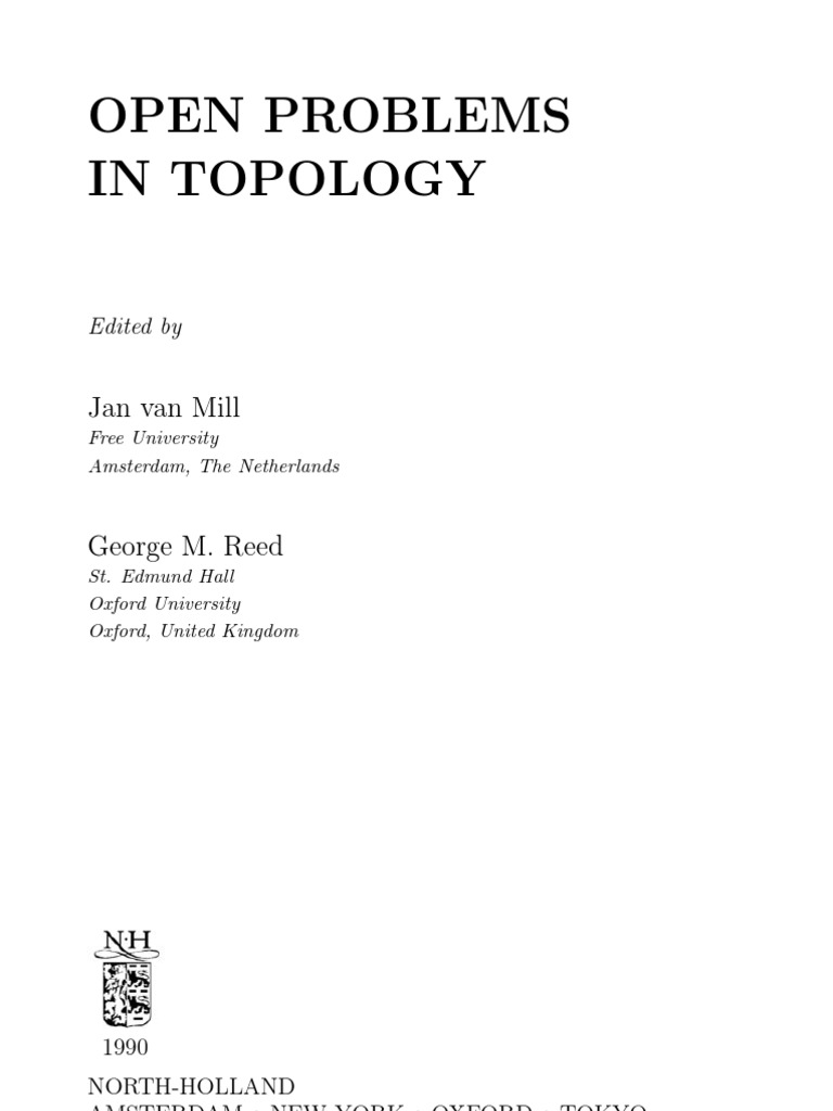 Open Problems in Topology by Jan Van Mill | PDF | General Topology ...