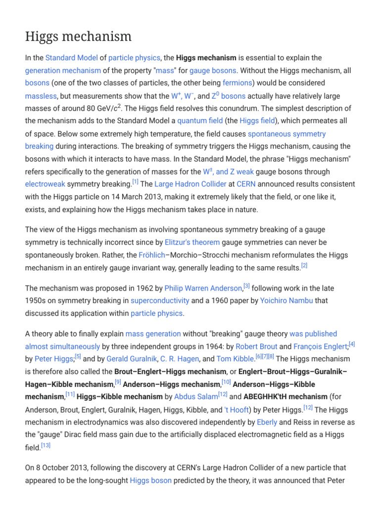 Understanding the Higgs Mechanism | PDF | Gauge Theory | Standard Model