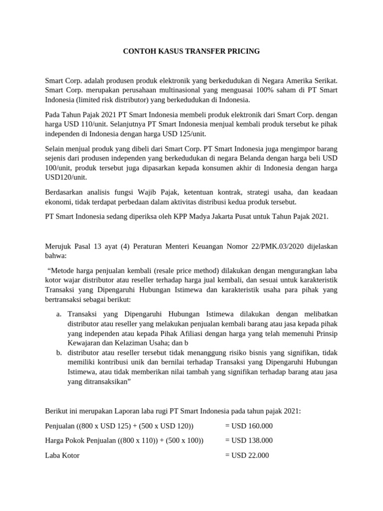Kasus Transfer Pricing PT Smart Indonesia | PDF