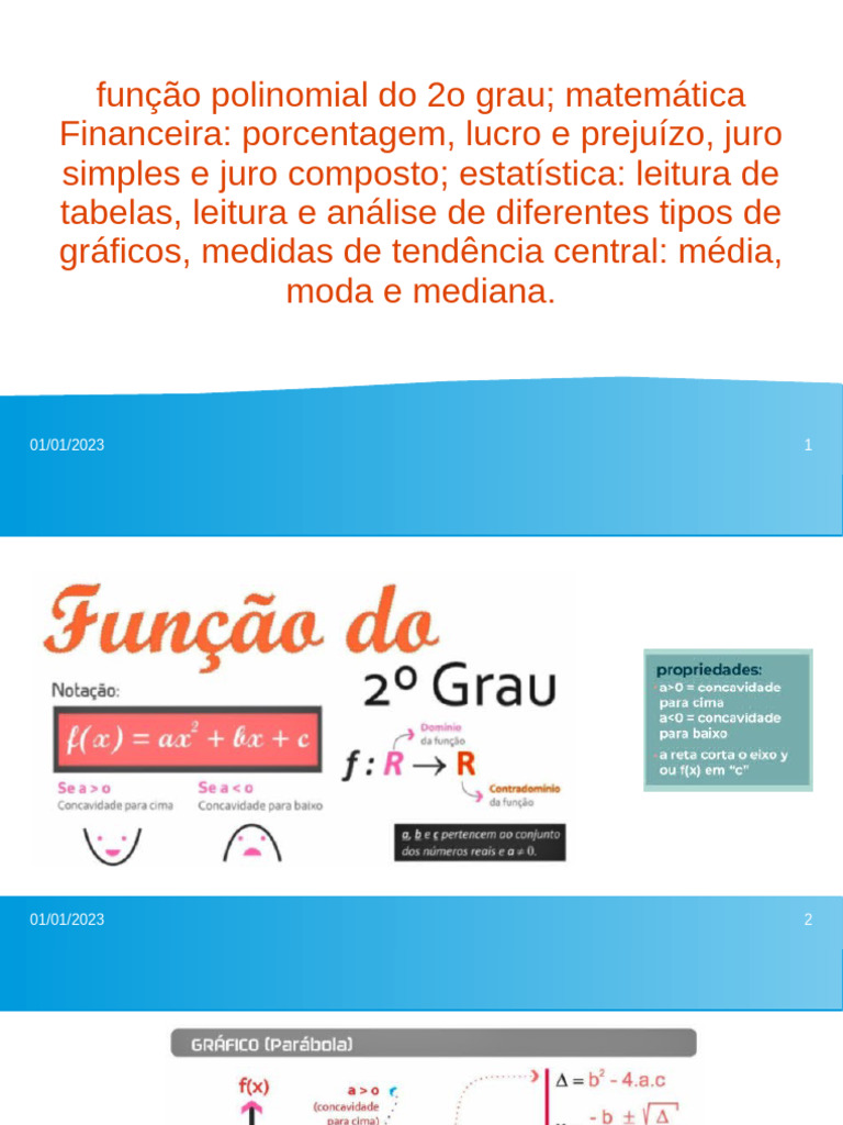 Aula de Função Polinomial Do 2 Grau (E Outras) | PDF