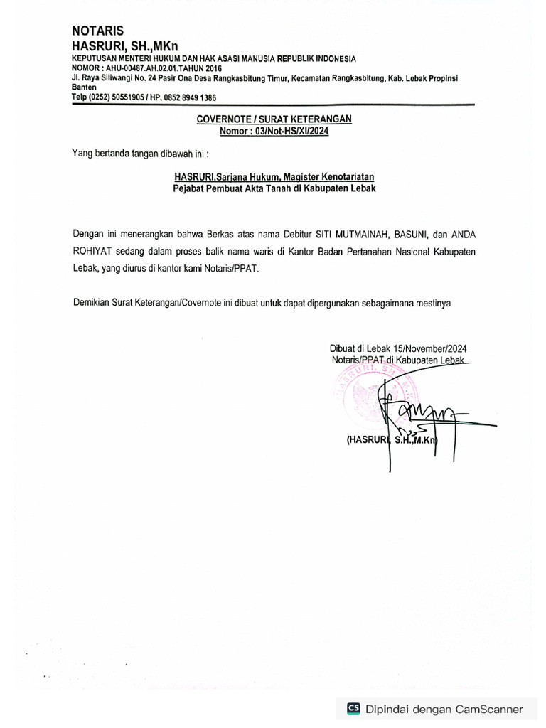 Surat Keterangan FIF | PDF