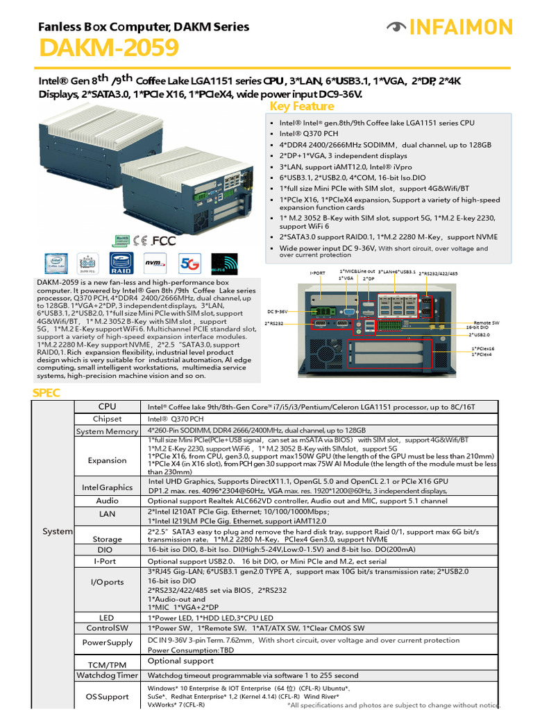 Fanless Box Computer Intel® DAKM-2059 - INF - DS - EN | PDF | Graphics ...