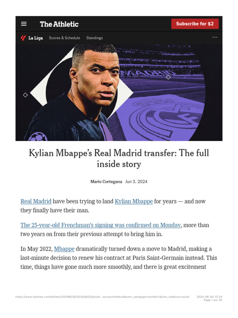 Kylian Mbappe's Real Madrid Transfer | PDF | Sports | Association ...