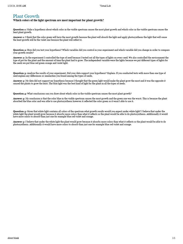 Virtual Lab journal | PDF | Color | Light