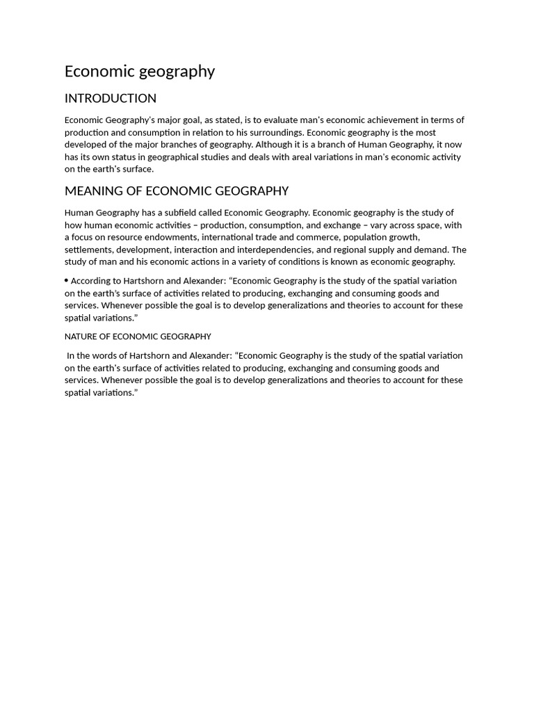 Economic geography | PDF | Geography | Resource