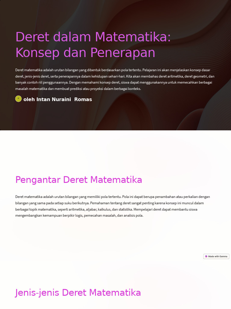 Deret Dalam Matematika Konsep Dan Penerapan | PDF