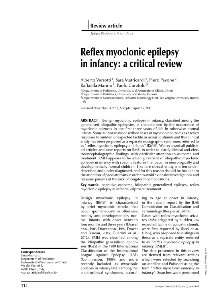 Epd-297116-21260-Reflex Myoclonic Epilepsy in Infancy A Critical Review ...