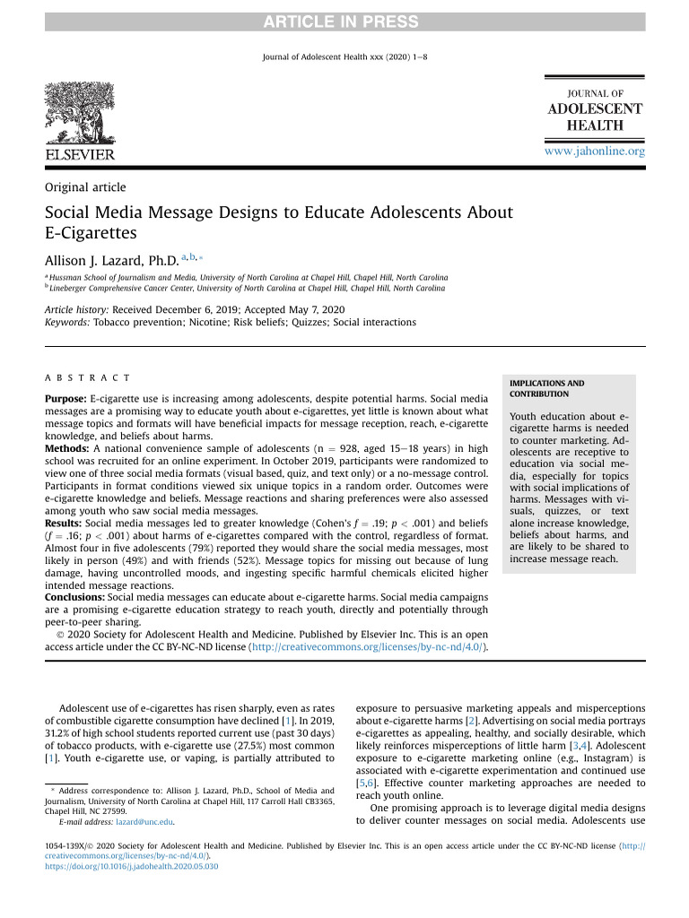 Social_Media_Message_Designs_to_Educate_Adolescent | PDF | Electronic ...