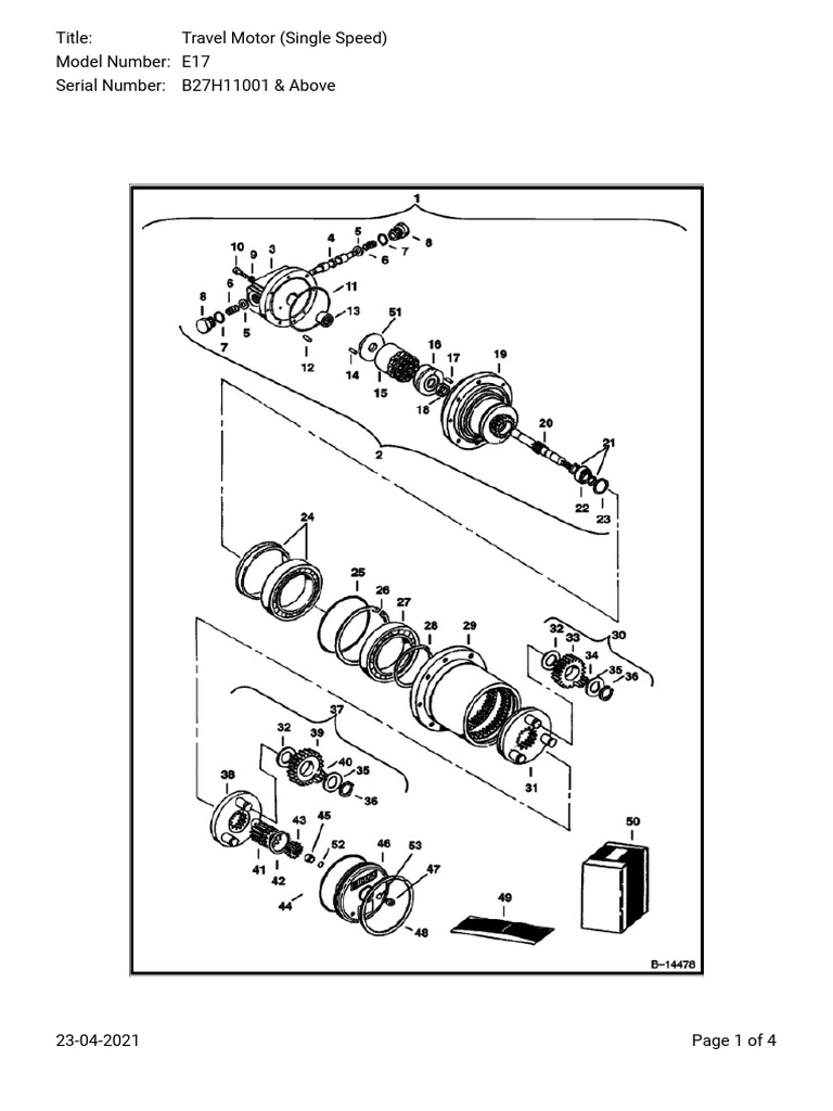 BOBCAT E17 B27H12306-Travel Motor (Single Speed) - E17 | PDF | Machines ...