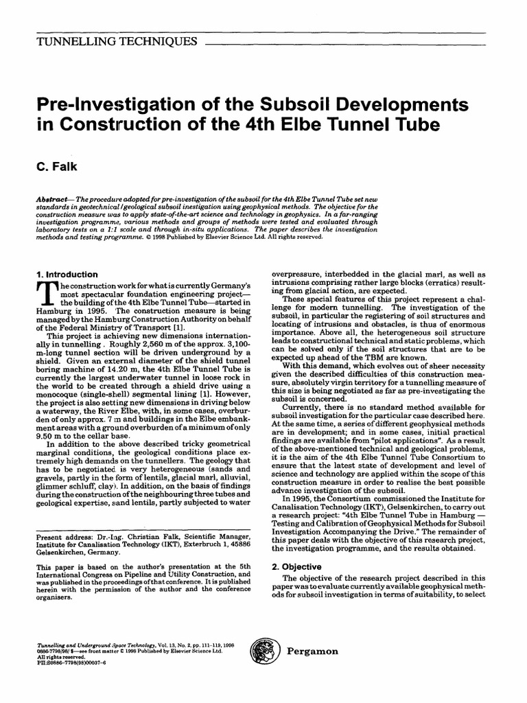 Pre-Investigation of The Subsoil Developments in Construction of The ...