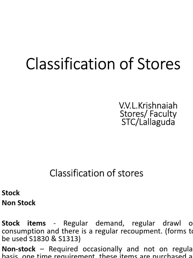Classification of Stores & PL Groups | PDF | Screw | Steam Locomotive