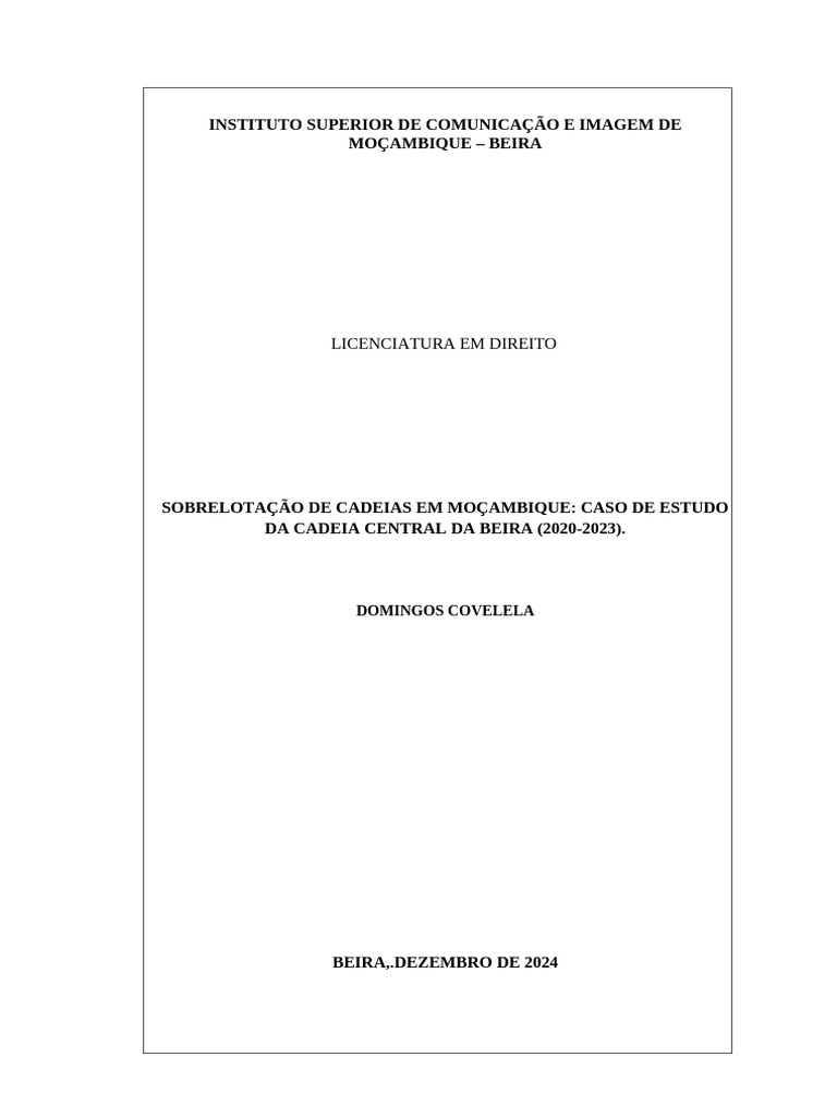 Covelela - SOBRELOTAÇÃO - DE - CADEIAS - EM - MOÇAMBIQUe Final | PDF ...