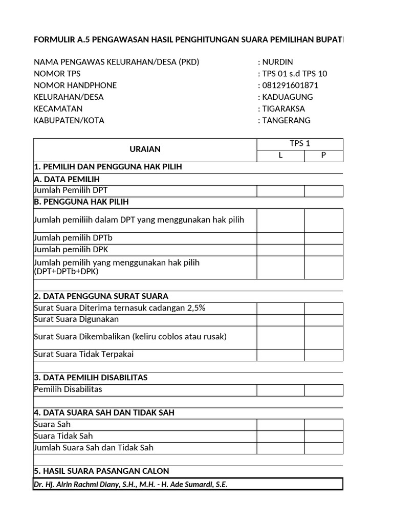 Form A.5 PKD Kaduagung | PDF