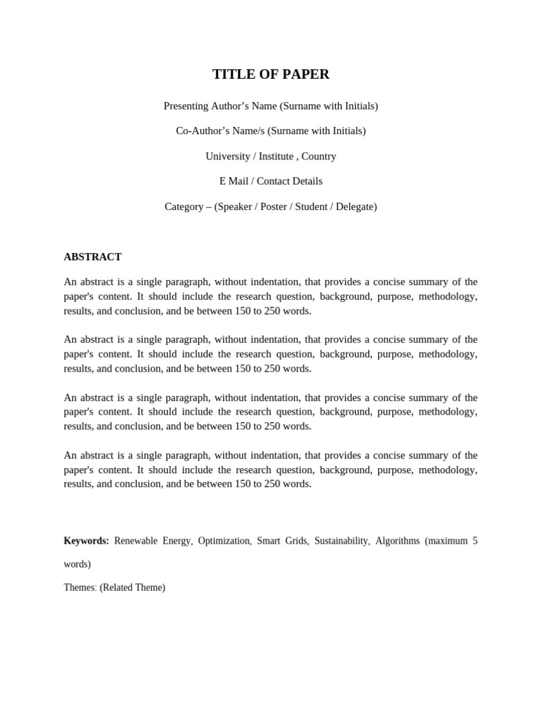 162676259sample Abstract Template | PDF | Paragraph | Renewable Resources