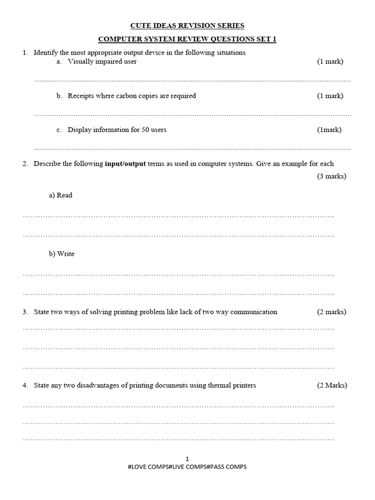 Computer Systems Review Quiz | PDF | Input/Output | Solid State Drive