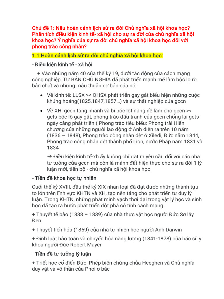 Đề Cương Cnxhkh 2 | PDF